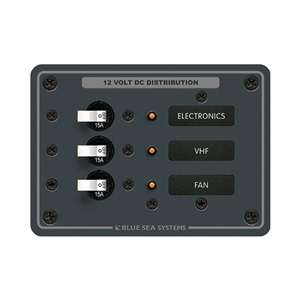 Blue Sea 8025 DC 3 Position Breaker Panel (White Switches)